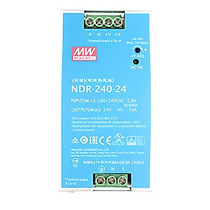 Mean Well NDR-240-24 240W 24VDC 10A AC/DC Industrial DIN Rail Power Supply Single Output Provided by KAINSC Products