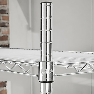H27 Chrome Set of 4 Posts | Heavy Duty | Utility Shelving Units - Commercial Wire Shelf Shelving Posts Adjustable shelvingNSF Chrome Post - Durable, Corrosion-Resistant, Easy Assembly, Adjustable
