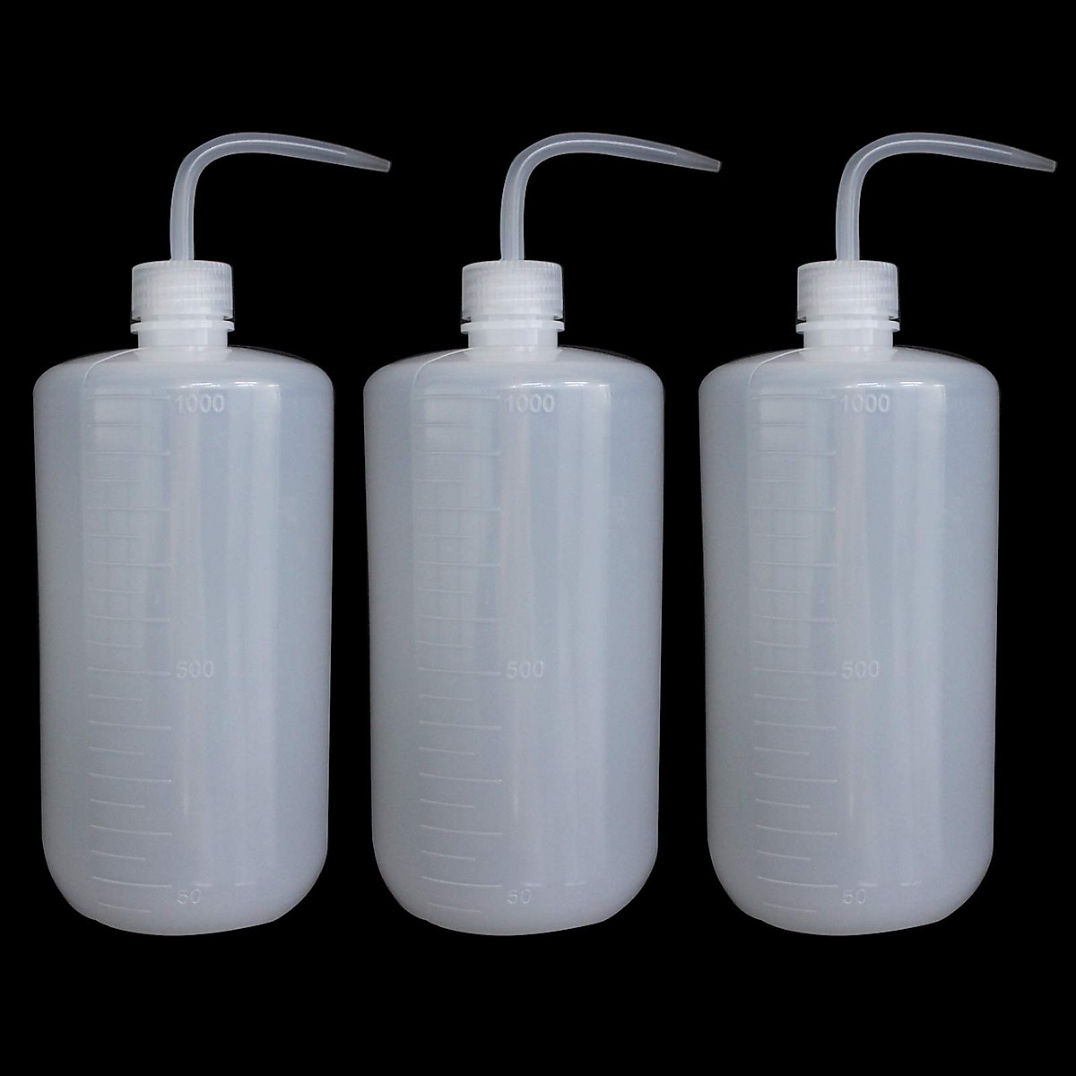 Belinlen 3Pcs 1000ml(33oz) Plastic Safety Lab Wash Bottle, Plastic Squeeze Bottle with Scale Labels and Narrow Mouth, Watering Bottle for Chemistry, Industry, Lab & Gardening(LDPE)