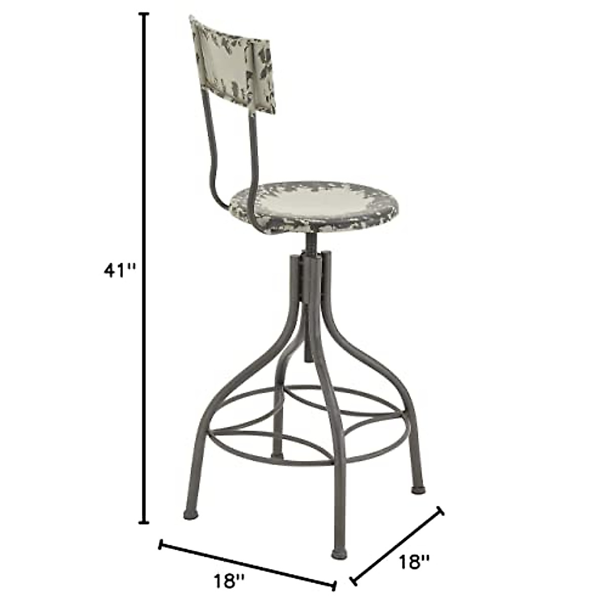 Deco 79 Metal Bar Stool with Backrest, 18" x 18" x 41", Beige