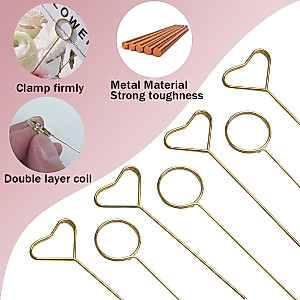 40Pcs Floral Pick Card Holder, Card Holder for Flower Arrangement, Gift Card Tree Holder, Photo Memo Holder Pick Stick, 12 Inch Suitable for Wedding Birthday Party Flower Gifts (Round&Heart)