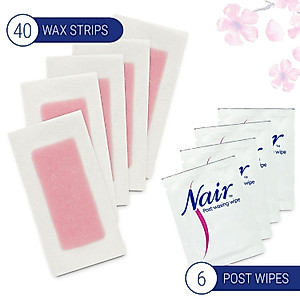 Nair Hair Remover Wax Ready-Strips 40 Count Legs/Body (2 Pack)