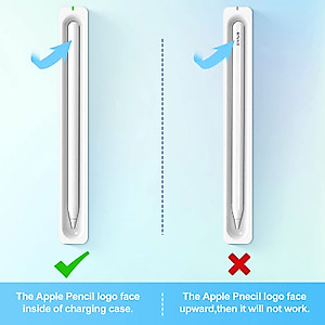 Charging Case Compatible with Apple Pencil 2nd Generation Only, Magnetic Charging Stand for Ipad Pen 2nd Gen with USB Cable, LED Indicator Light, Anti-Silp Base (White)