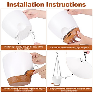 Dekosilave Hanging Planters for Indoor Outdoor Plants 3 Pack Self Watering Hanging Plant Pot 8/7.5/7 inch Hanging Flower Plant Pot, Hanging Plant Basket with Drainage Holes and Chain for Garden Home