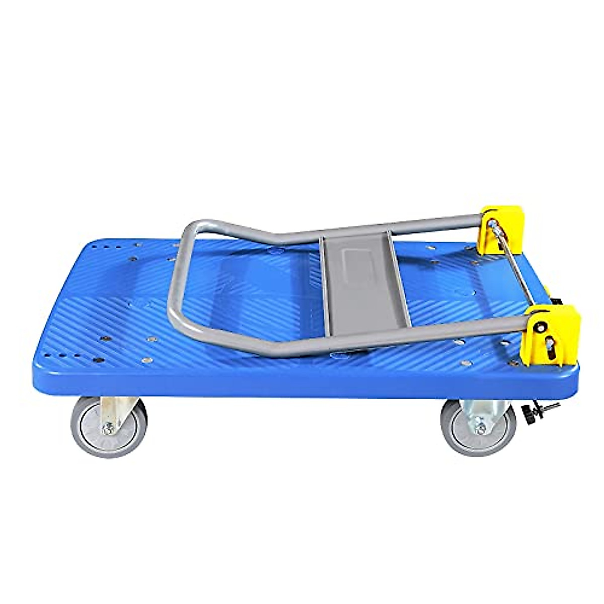 Generic Push Cart Dolly Foldable Platform Truck Plastic Deck Push Cart Metal Handle Hand Trolley for Moving Transport Silent Wheels Fit Outdoor and Indoor Pla, Large