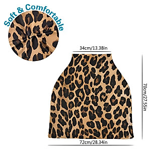 Leopard Skin Baby Car Seat Covers Canopy Nursing Cover Breastfeeding Scarf Soft Breathable Stretchy Coverage Infant Stroller Cover Multi Use for Boys Girls Babies