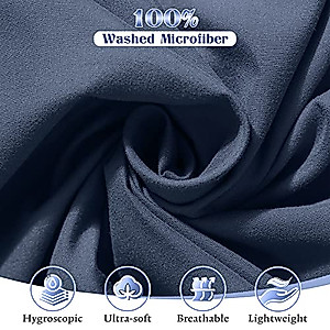 Yastouay Duvet Cover Set Twin Size Soft and Comforter Duvet Cover 100% Washed Microfiber Duvet Covers with Zipper Closure and Corner Ties Bedding Cover Set (68x90 inches, Navy Blue)