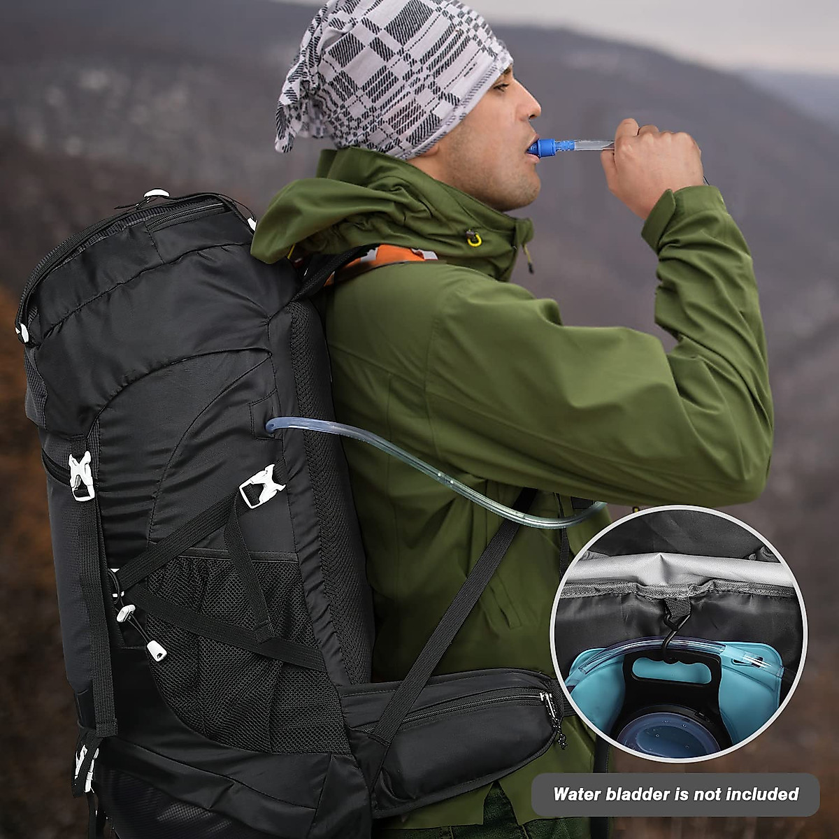 HOMIEE 50L Hiking Backpack Travel Backpack Waterproof Daypack Outdoor Camping Climbing Backpack with Rain Cover