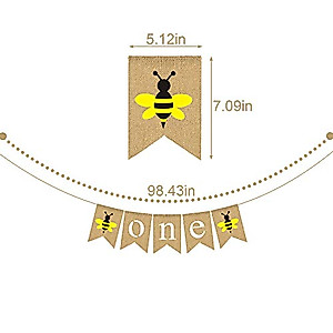 Rainlemon Jute Burlap Bumble Bee One High Chair Banner Baby Boy Girl 1st Birthday Party Highchair Decoration