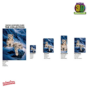3D LiveLife Jotter - Snow Leopard Cubs from Deluxebase. Lenticular 3D Big Cat 6x4 Spiral Notebook with plain recycled paper pages. Artwork licensed from renowned artist Joh Naito