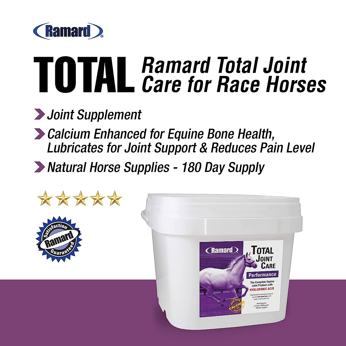 Ramard Total Joint Care Supplements - Equine Joint Supplement w/Glucosamine, Chondroitin, Chondroitin Sulfate, Vitamin C, & Hyaluronic Acid, Total Tendon Care Horse Joint Support Supplement 6.75 lbs
