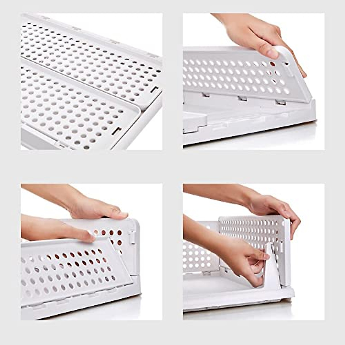 yazi Set of 5 Stackable Closet Storage Box, Plastic Drawer Organizer, Foldable Wardrobe Clothes Shelf Baskets, Folding Containers Bins Cubes, Perfect for Kitchen, Office, Bedroom & Bathrooms