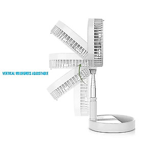 Olam & Son Portable Folding Backup Fan Foldable Height Adjustable Tripod 7200mAh Mini USB Rechargeable Operated Fan For Office Home, white, ZK-20321