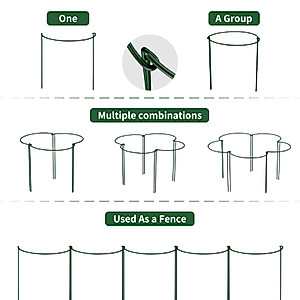 12 Pack Plant Support Stakes,4mm Thick Metal Peony Support,Plant Cage with Twist Ties & Plant Labels,15.7 Inch Plant Supports for Outdoor & Indoor Plants - Peony,Tomato,Hydrangea,Rose,Vine