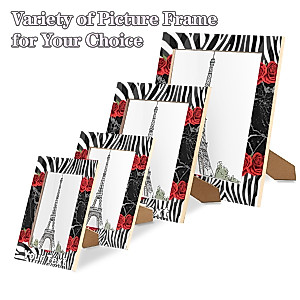 Herdesigns Red Rose Flower 8x10 Picture Frame Personalized Custom Text Name Marble Zebra Texture Wooden Picture Frame for Wall and Tabletop Display, Photo Picture Frame Customized Gift