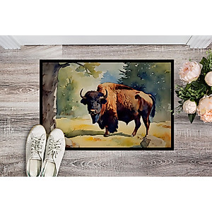 Caroline's Treasures DAC2871MAT American Bison Doormat Front Door Mat Indoor Outdoor Rugs for Entryway, Non Slip Washable Low Pile, 18H X 27W