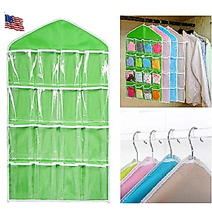 POPETPOP Socks Bra Rack Hanger Organizer Hanging Pockets Over The Door: 16 Clear Pockets Hanging Closet Storage Bag Shoe Underwear Sock Bra Organizer Underwear Sock Storage Organizer