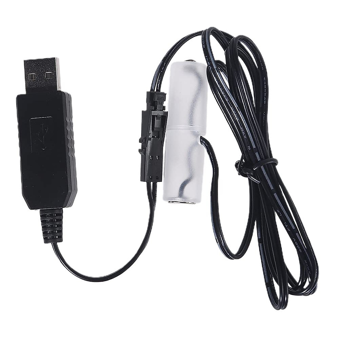 TINGLI USB Power Supply Cable for AA Battery,Replace 2AA 3V Battery,Reusable Batteries for Clocks, Toys, Holiday Lights, Fans, LEDs(Separable), Black