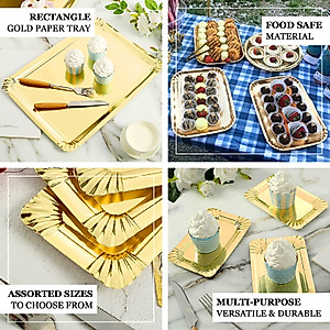 Efavormart 10 Pack | 15"x11" Gold Paper Cardboard Serving Trays, Rectangle Party Platters - 400 GSM