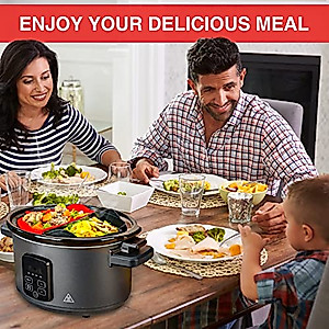 Transform Cooking with Red+Black Eco-Friendly Silicone Slow Cooker Divider Inserts - Non-Stick, Dishwasher Safe! Fits 6-8 Quart Brands