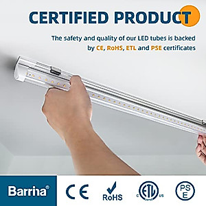 Barrina LED Shop Light 2ft, 20W 2500LM 5000K, T8 LED Light Fixture, Clear Cover, Ceiling and Utility Shop Light, Linkable Tube Lights, Shop Lights for Room, Garage, Workbench, Warehouse, 2-Pack