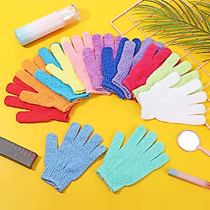Tegeme 50 Pcs Exfoliating Gloves for Body, Double Sided Exfoliating Bath Gloves Shower Gloves for Women Deep Clean Skin for Spa Massage Beauty Skin Shower Scrubber Bathing Accessories (13 Colors)