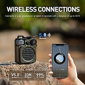Muzen Wild Mini Rugged Outdoor Speaker, Bluetooth Portable Speaker with Louder Volume, Crystal Clear Sound, Wireless Waterproof Speakers for Travel, Outdoor