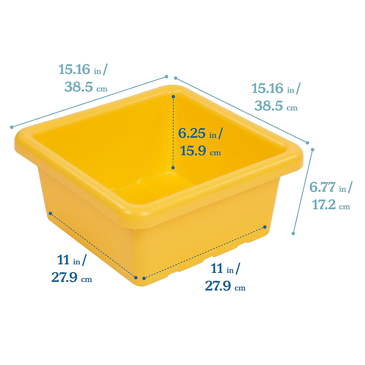 ECR4Kids Square Bin with Lid, Storage Containers, Yellow, 2-Pack