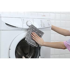 HYER KITCHEN Microfiber Kitchen Rags, Cleaning Cloth for Dishes, All-Purpose - Absorbent and Lint Free Household Dish Rags with Scrub Side, 6 Pack Size 12” X 12”