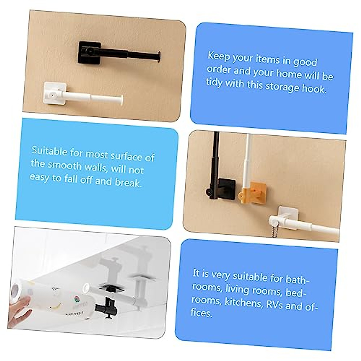 Alipis retractable hook plastic towel rack towel stand hand towel rail Clothes Mounted garment rack heavy duty bathroom towel bar multi hanger white abs wall bracket picture