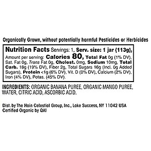 Earth's Best Organic Stage 2 Baby Food, Banana Mango, 4 oz. Jar (Pack of 12)