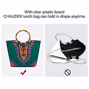 CHAUDER Insulated Neoprene Lunch Bag: Lunch Tote Carry Case Box Cooler Container with Zipper, Washable, Reusable, Perfect For Women To Office (Green)