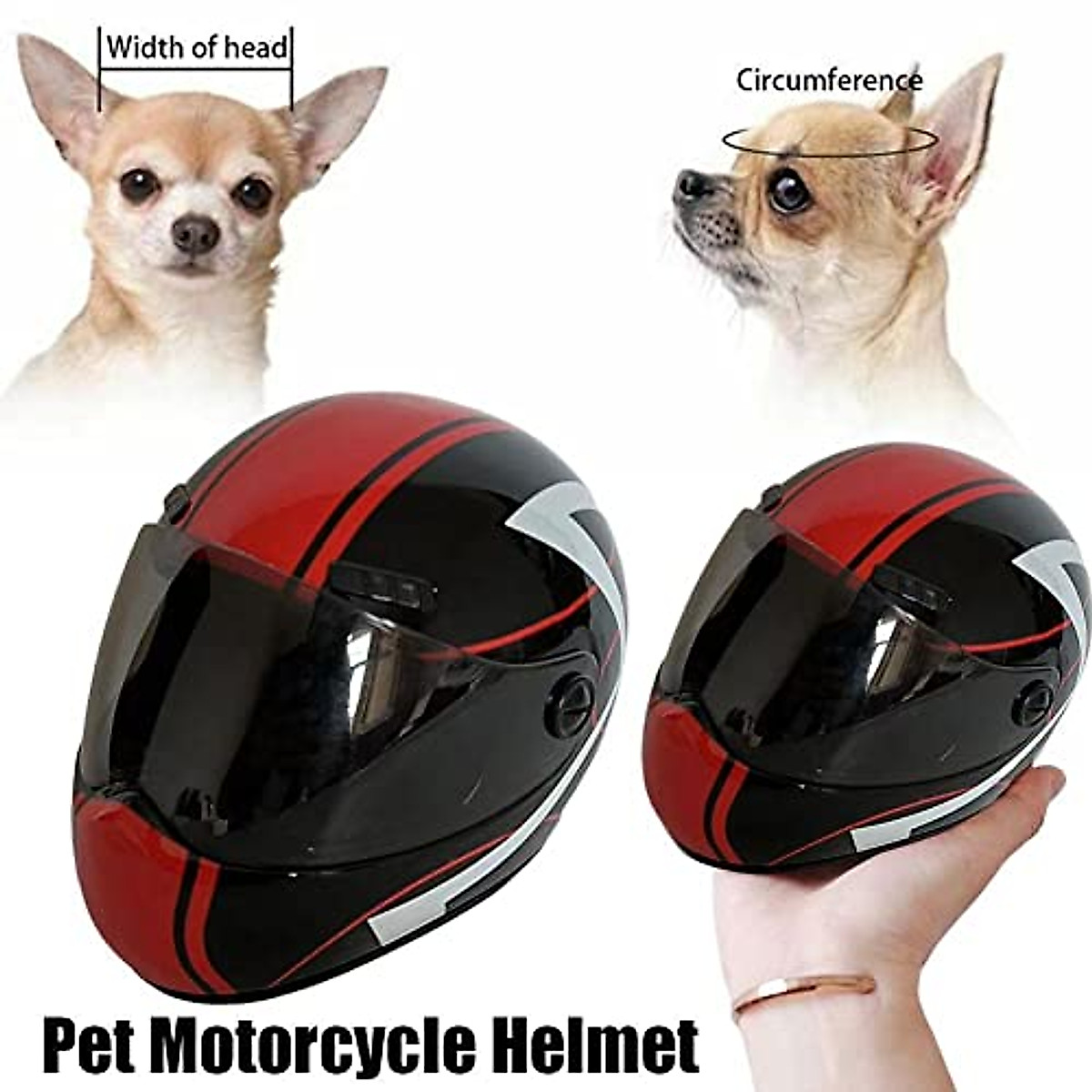 baise Pet Helmet, Pet Motorcycle Helmet Cat Dog Puppy Mini Helmets,Outdoor Mini Head Protecting Safe Hat, Motorcycle Helmet Decorative, Pet Photo Props Accessorie, red