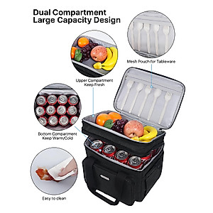ESMNOAN 21L Large Lunch Bag, Waterproof Leakproof, Double Deck Lunch Box, Keep Warm or Cold For Work Travel Picnic, Black