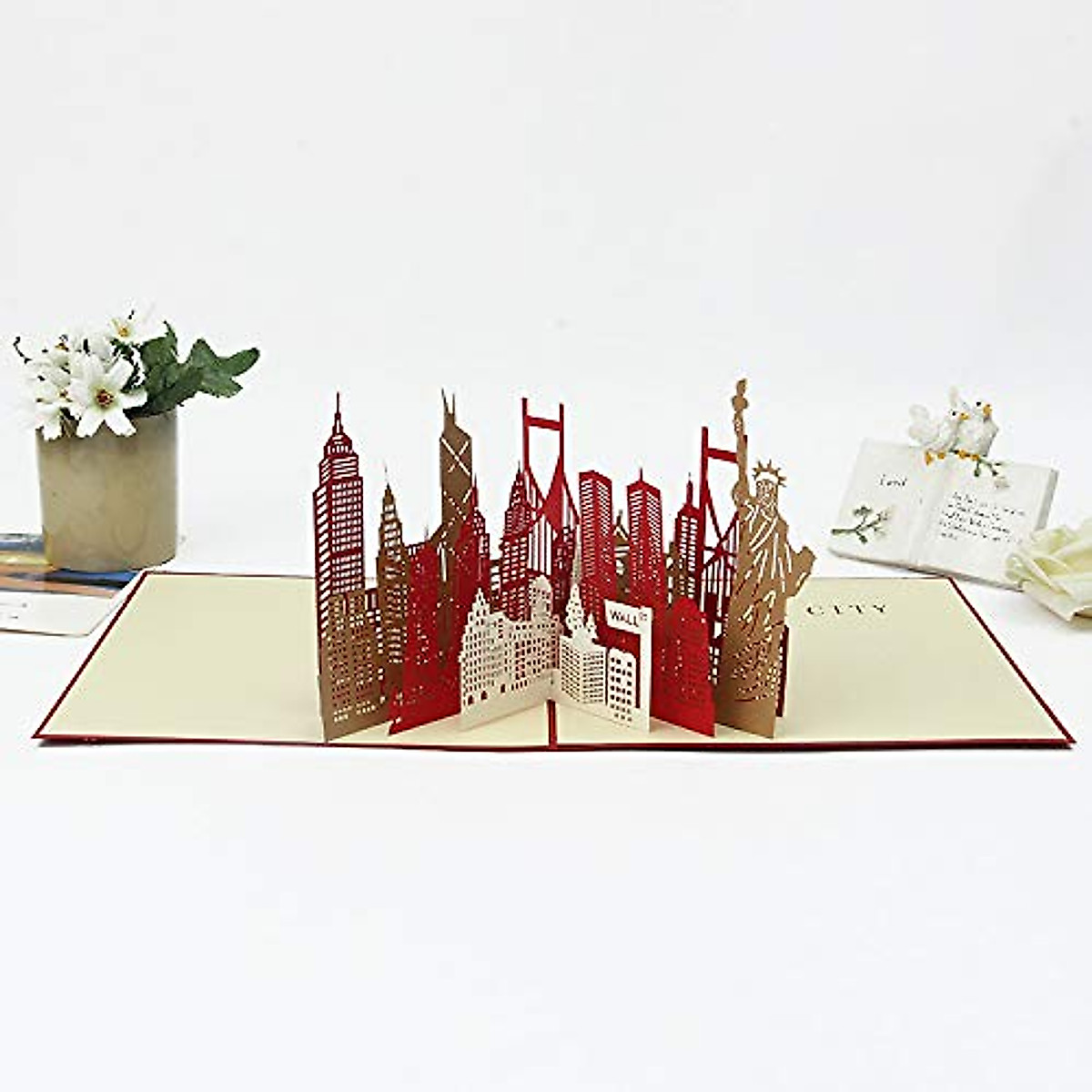 New York 3D Pop Up Card and Envelope - Unique Pop Up Greeting Card for Birthday, Mother's Day, New Year, Anniversary, Valentine, Wedding, Graduation, Thank You. New York