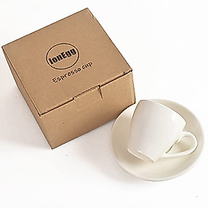 ionEgg Porcelain Espresso Cup with Saucer, Espresso shot Cup, 80ml/2.7Oz, White