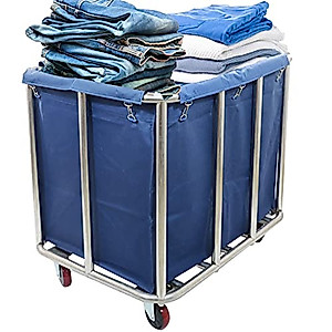 Home Laundry Cart on Wheels 12 Bushel Heavy Duty Canvas Laundry Carts Large Rolling Commercial Laundry Baskets Trucks with Steel Frame and Waterproof Oxford Cloth, 300 Lbs Weight Capacity