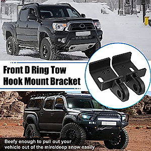 X AUTOHAUX 2 Pcs Front Tow Hook D Ring Mounting Bracket Tow Hook Bracket Kit for Toyota Tacoma 2009-2021 Front Bumper D-Ring Shackle Bracket Steel Anti Rust Coating Black