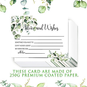Zonon Advice and Wishes Cards, Uncoated Wedding Advice Cards Heavyweight Printed Guestbook Cards for the Bride and Groom, Baby Shower, Bridal Shower, Wedding Shower, Birthday Party(Leaf Theme)