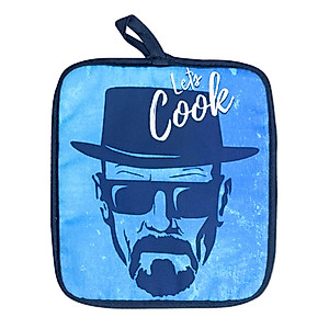 Oven Mitts Co. Let's Cook - Funny Oven Mitts and Pot Holder 3pcs Set, Insulated, 100% Cotton