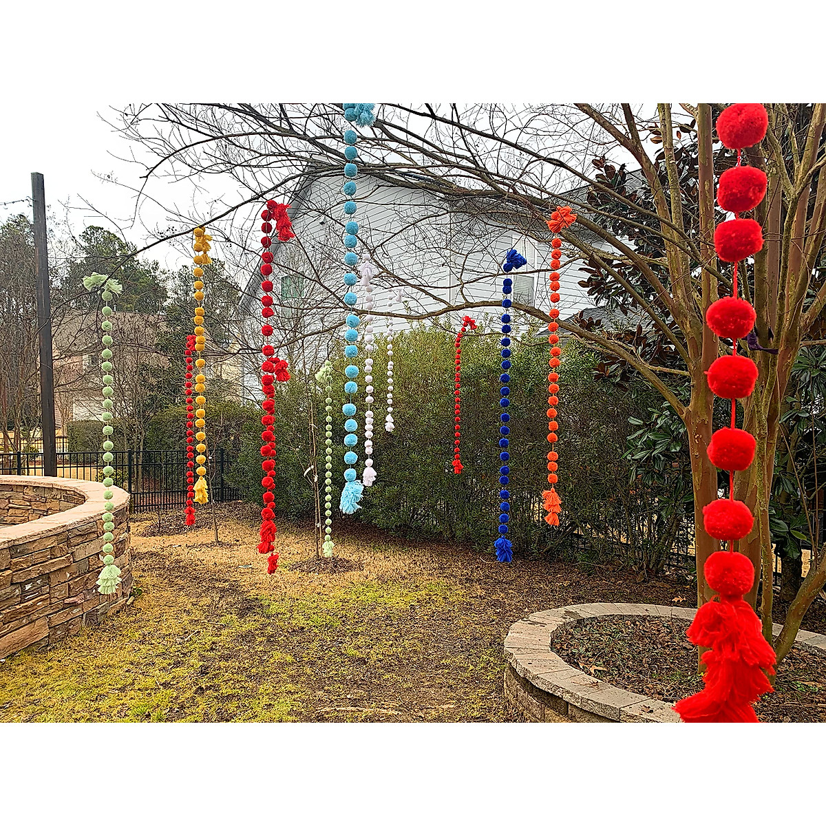 Party Pom Pom Garland Felt Ball Garland Pom Pom Strings Used for Nursery Bunting Banner Holidays Christmas MantleTree Birthday Decor Mexican (Royal Blue)