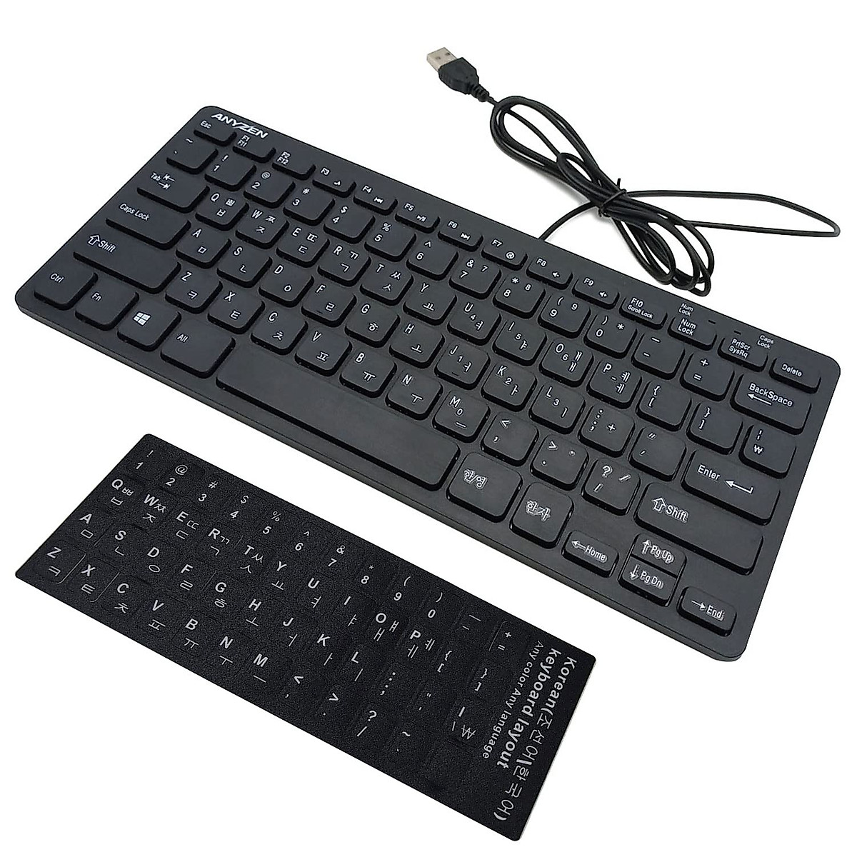 GARASANI Mini Wired Keyboard(Korean-English) Ultra Thin and Light Portable 78 Keys USB Desktop, Laptop, Windows 7/8/10, Keyboard Protection Skin, Korean Keyboard Stickers Included