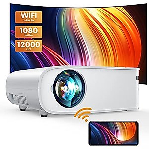 Projector, ARTSEA Native 1080P 5G WiFi HD Projector for iPhone, 2023 Upgrade Outdoor Movie Projector with 100Inch Projection Screen, 12000L 4K 300” Home Video Projector for TV Stick/PS4/Android/iOS