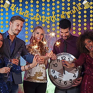 Gold Glittery Drink Drank Drunk Banner and Gold Glittery Circle Dots Garland(25pcs Circle Dots)-Bar Sign Bachelorette Wedding Birthday Party Decoration