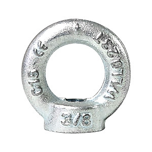 Axageid 3/8"-16 UNC Standard Lifting Eye Nuts, Drop Forged Galvanized Threaded Fastener, C15 Stainless Steel Ring Shape Lifting Eye Nut, 2 Packs