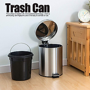 MINGZHE Trash Can Garbage Bin Container 3L Household Stainless Steel Step Pedal Trash Can Dustbin Rubbish Garbage Bin Container Suit for Toilet, Bathroom, Kitchen, Living Room