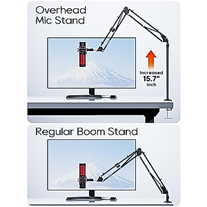 CACENCAN Boom Arm, 360° Rotatable Microphone Stand with Desk Mount, Foldable Desk Mic Arm with 3/8'' to 5/8'' Screw Adapter, Microphone Arm for Live Streaming, Gaming, Podcasting[Heightened Version]