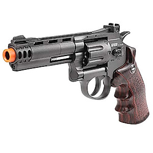 Game Face ACG357 CO2-Powered GF600 Semi-Auto 8-Shot 357 Airsoft Revolver, Grey/Brown