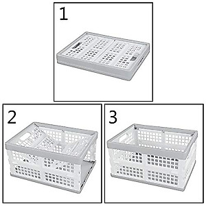 Vababa 3-Pack Plastic Stackable Collapsible Storage Crate, 15 L Stacking Folding Storage Basket