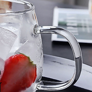 CHDHALTD 350ml Glass Coffee Cups,Glasses Clear and Lightweight Drinking Glass Coffee Mugs with Handle Perfect for Latte Tea Bag Juice(black logo)